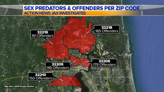 Top five Duval zip codes where sex offenders live | WJAX-TV