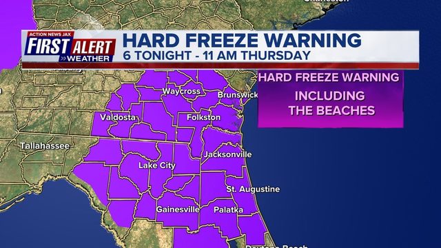 Hard freeze warning in effect for Northeast Florida, Southeast Georgia ...